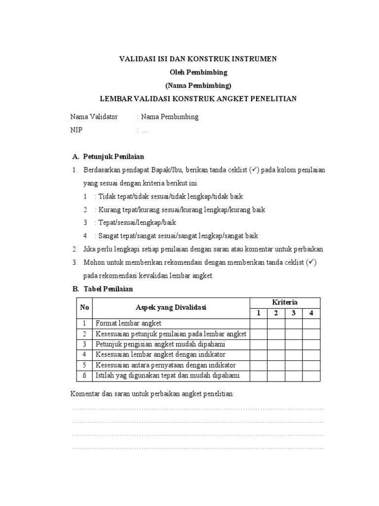 Validasi Isi Dan Konstruk Instrumen | PDF | Karier & Perkembangan