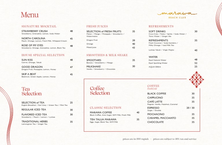 FA Minuman Menu - Marawa | PDF | Soft Drink | Milkshake