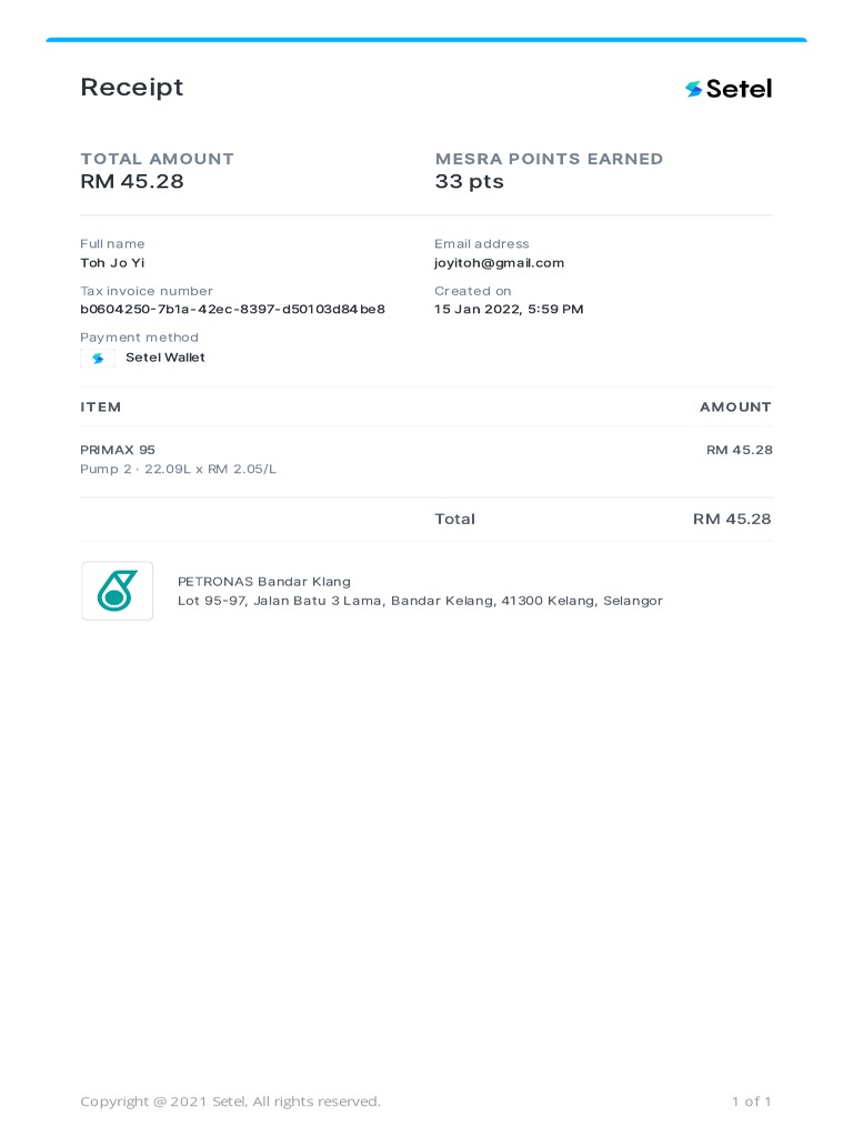 Your Setel Transaction | PDF