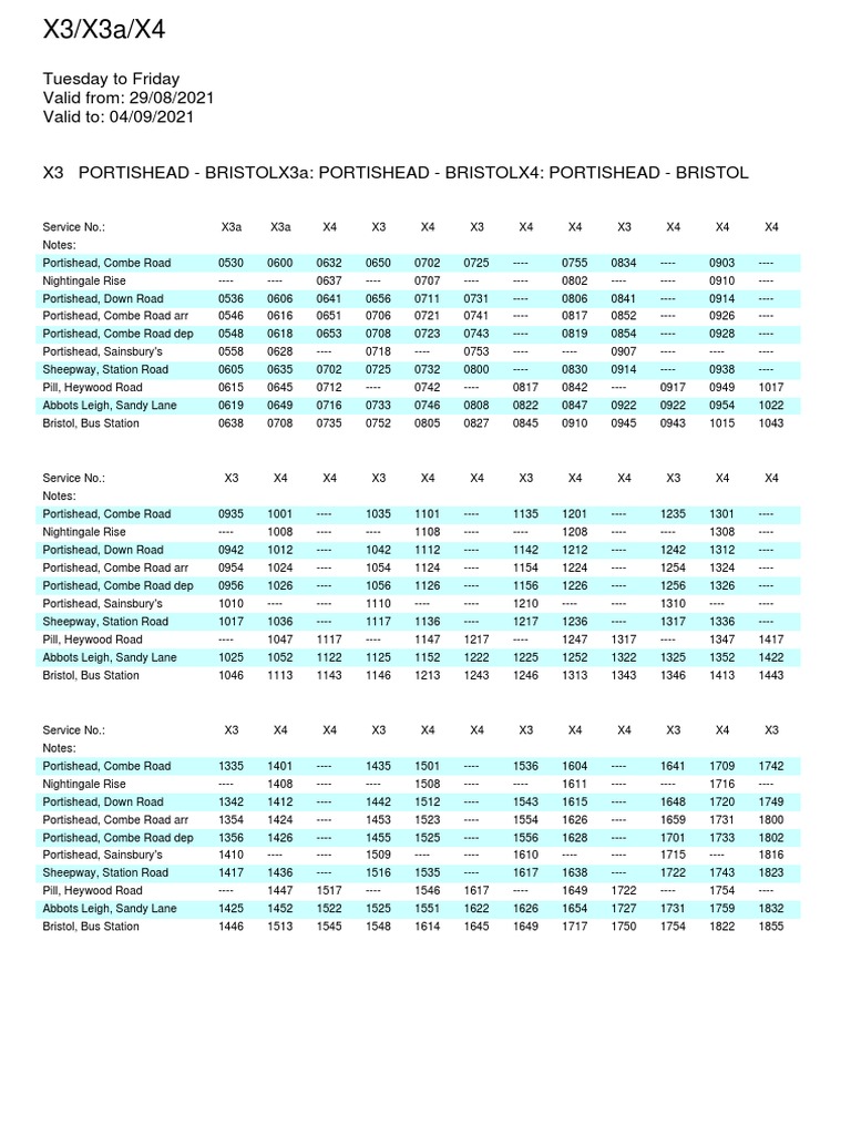 Portishead-Bristol Bus Timetable | PDF