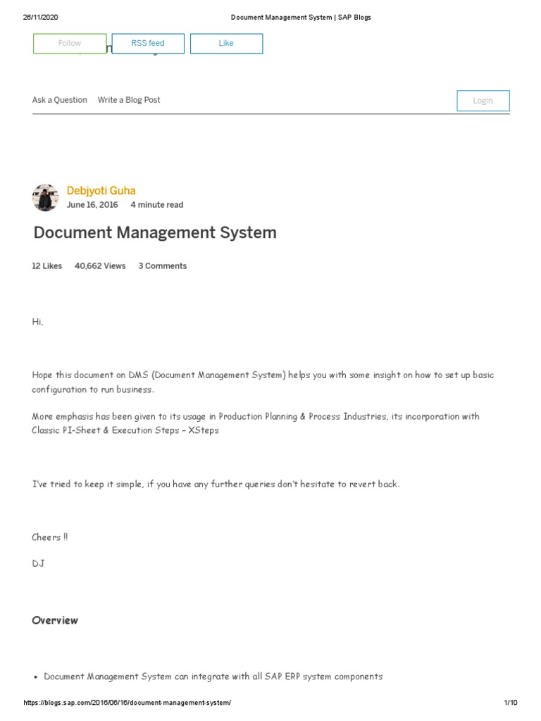 Document Management System - SAP Blogs | PDF | Computer Data Storage | Data