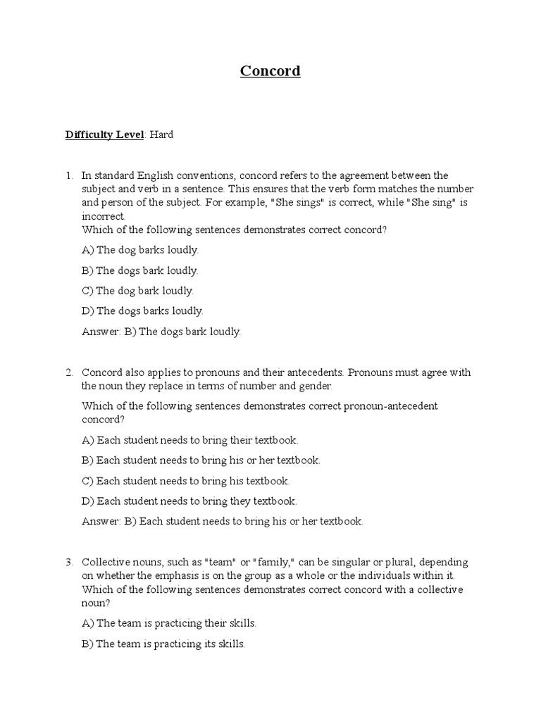 Concord Questions | PDF