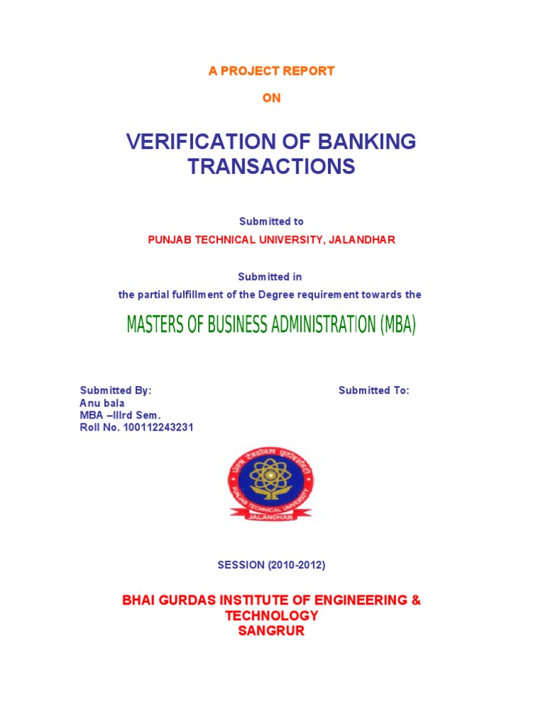 Project Report | PDF | Financial Transaction | Banks