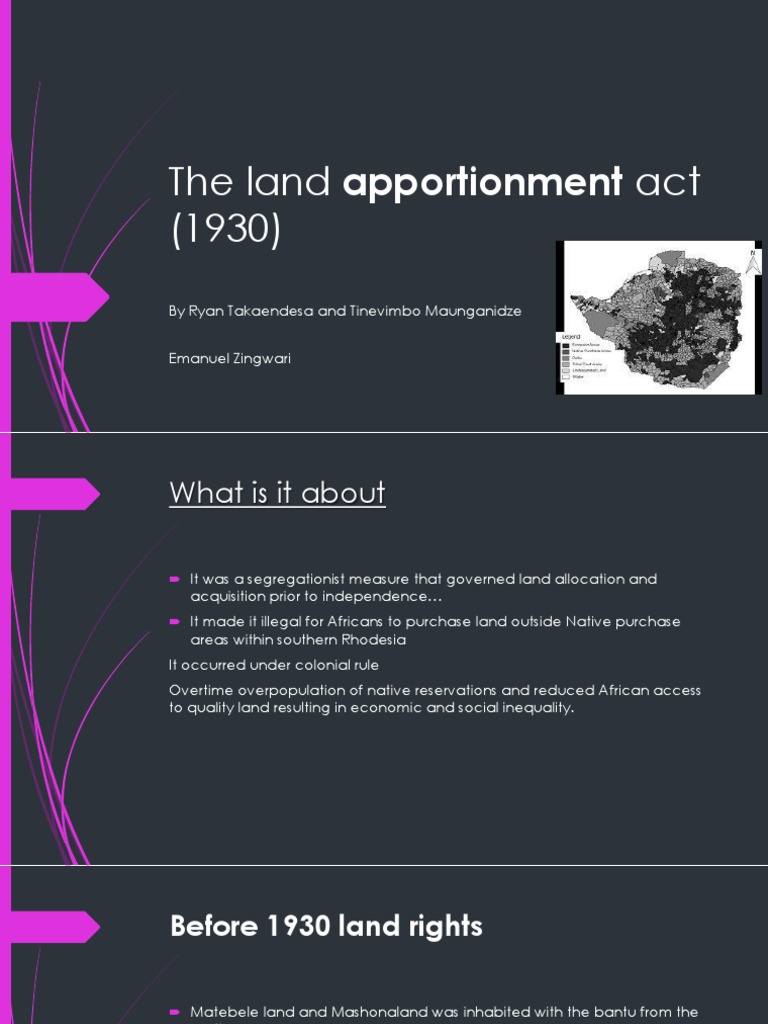 The Land Apportionment Act | PDF | Economies