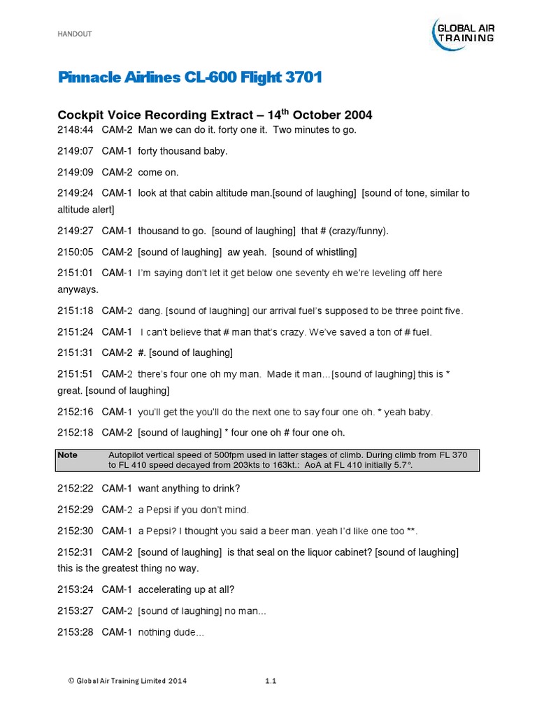 Pinnacle CVR Records | PDF | Airliner | Aeronautics