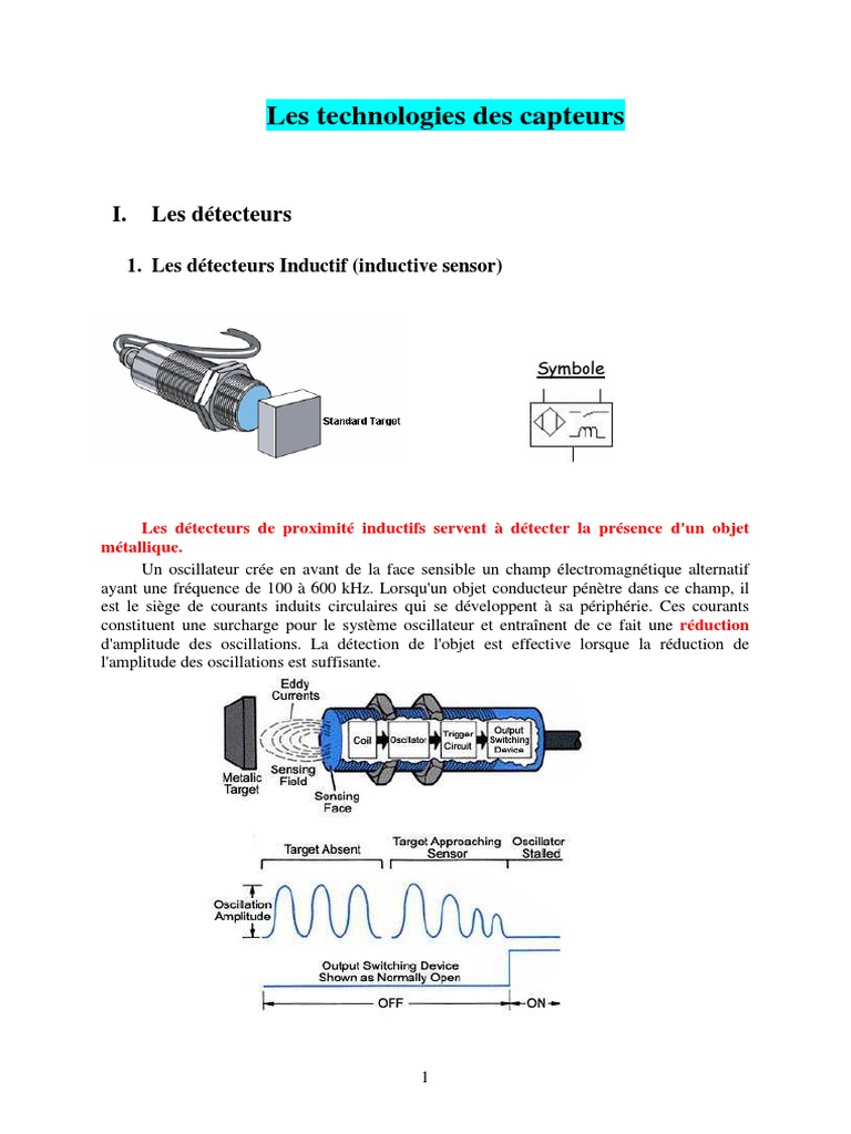 Les Principes de Fonctionnement Des Capteurs | PDF | mesure de pression ...