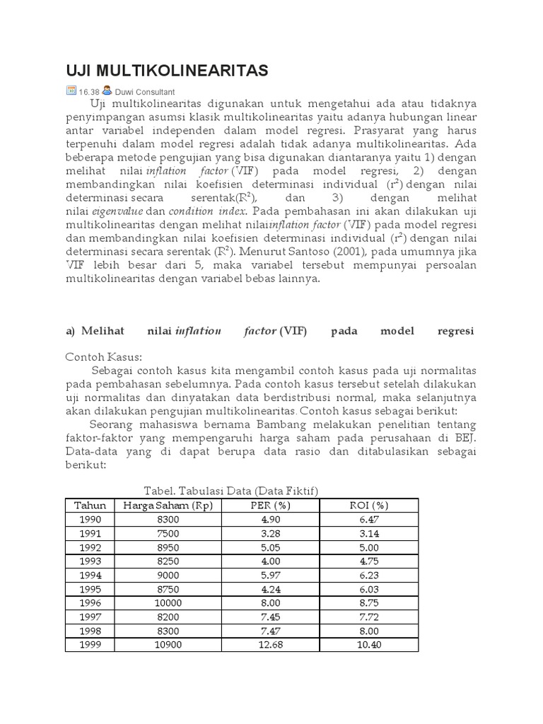 Uji Multikolinearitas | PDF