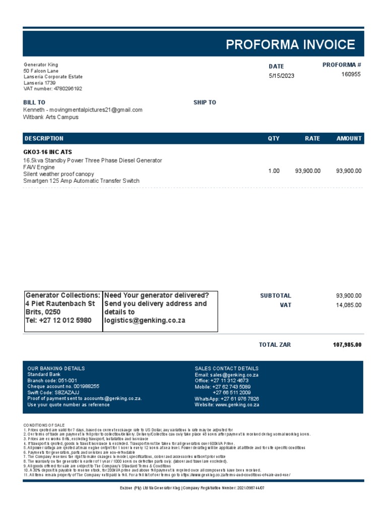 Generator Quotation | PDF | Payments | Value Added Tax