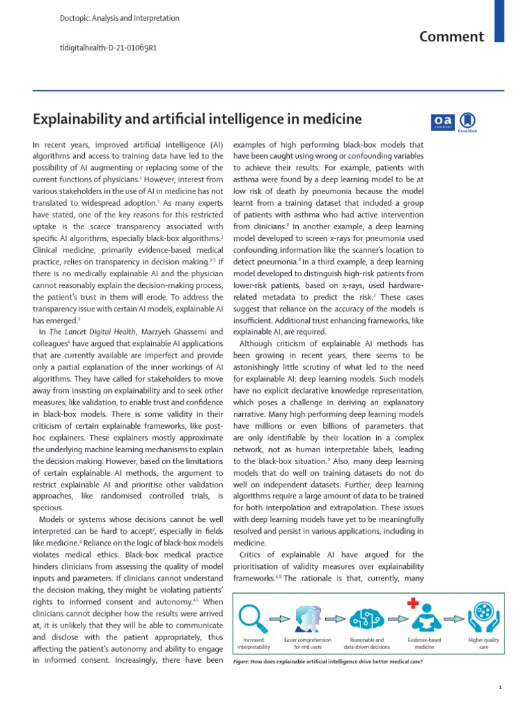 Explainability and AI in Medicine | PDF | Artificial Intelligence ...