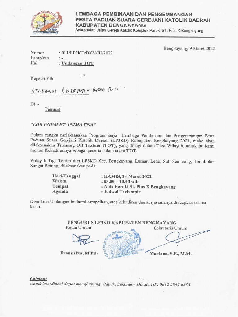 Undangan LP3KD Bky | PDF