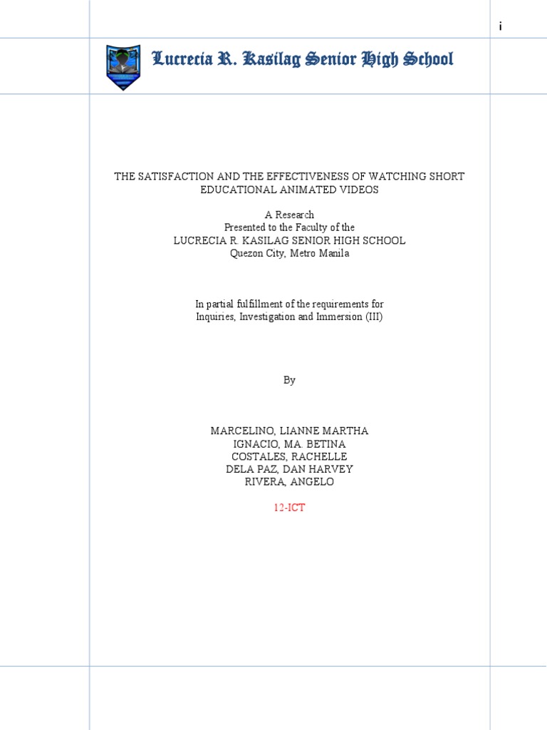 Lucrecia R. Kasilag Senior High School | PDF | Cognition | Cognitive ...