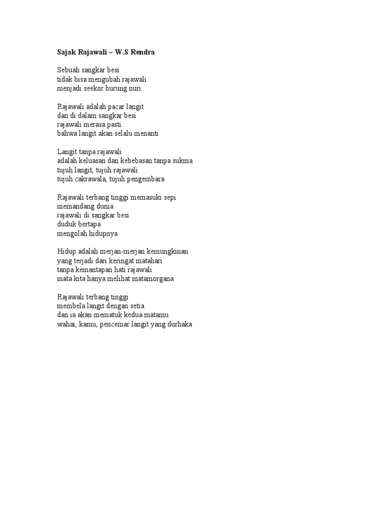 Sajak Rajawali | PDF | Puisi