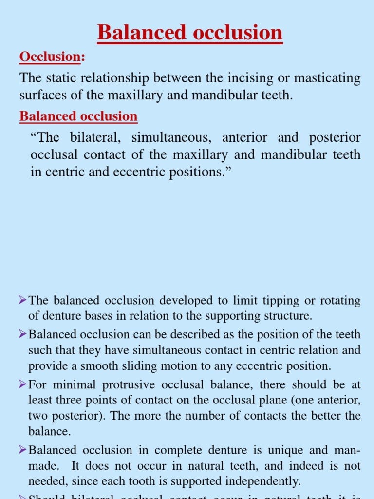 Balanced Occl PDF | PDF | Human Anatomy | Dentistry Branches