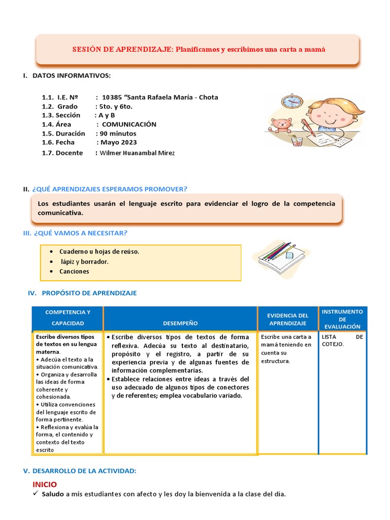D4 A1 SESION COM. Planificamos y Escribimos Una Carta A Mamá | PDF ... D4 A1 SESION COM. Planificamos y Escribimos Una Carta A Mamá | PDF ...