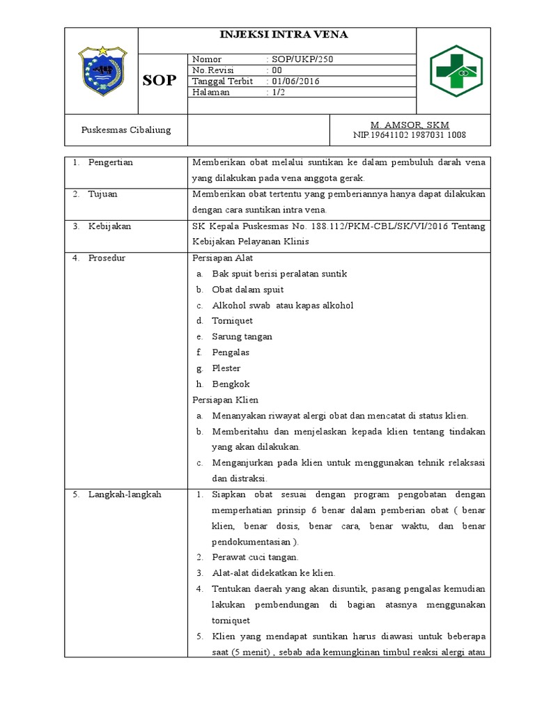Sop Suntikan Intra Vena | PDF
