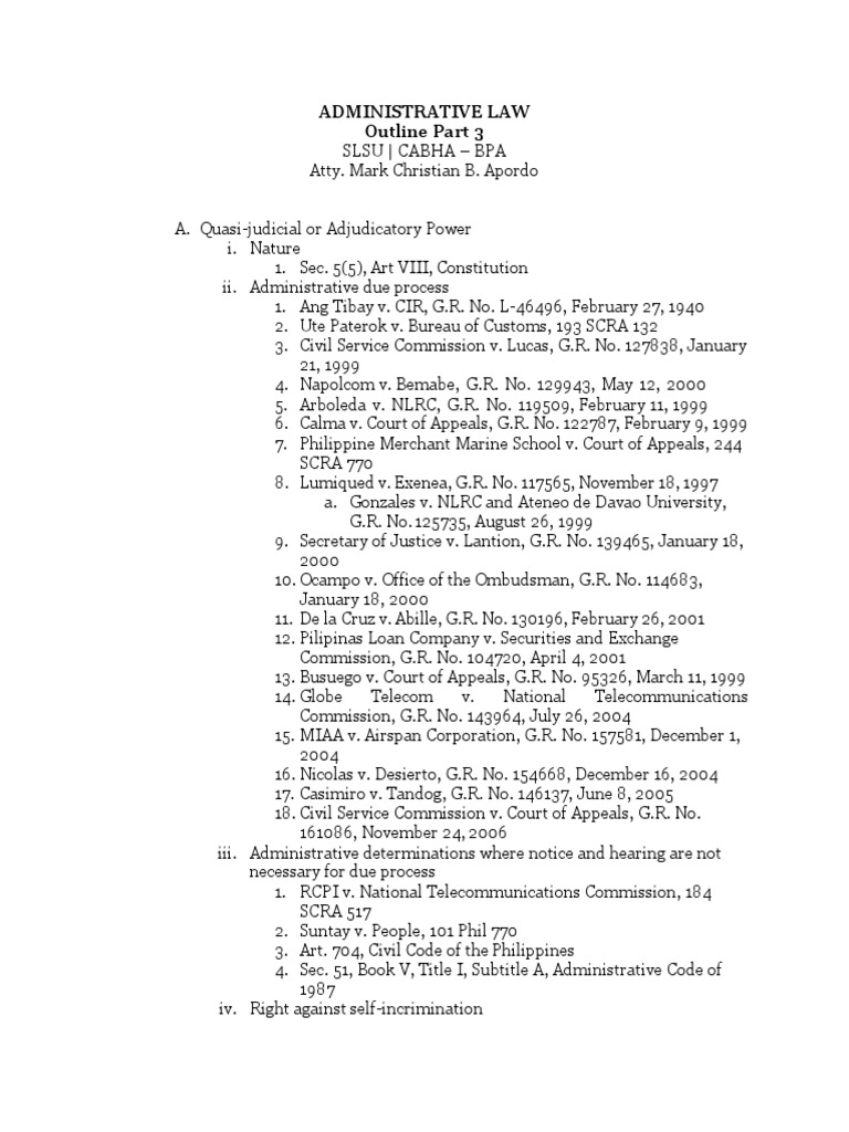 Administrative Law Outline Part 3 | PDF | Legal Procedure | Political Law