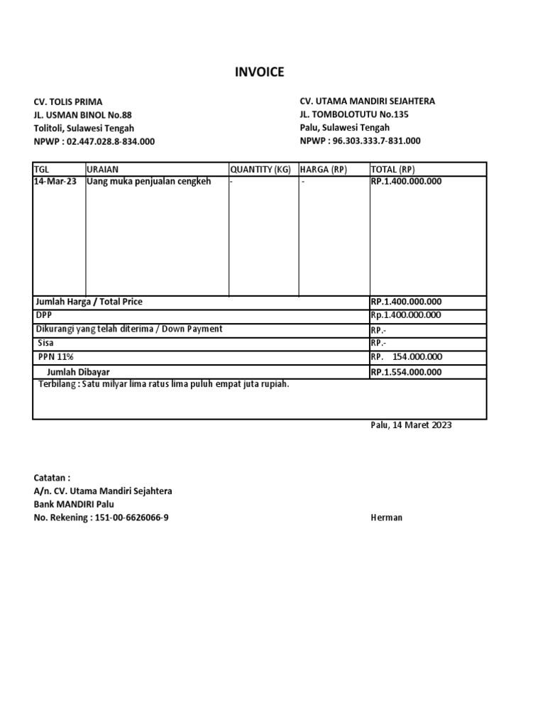 Sample Invoice DP | PDF