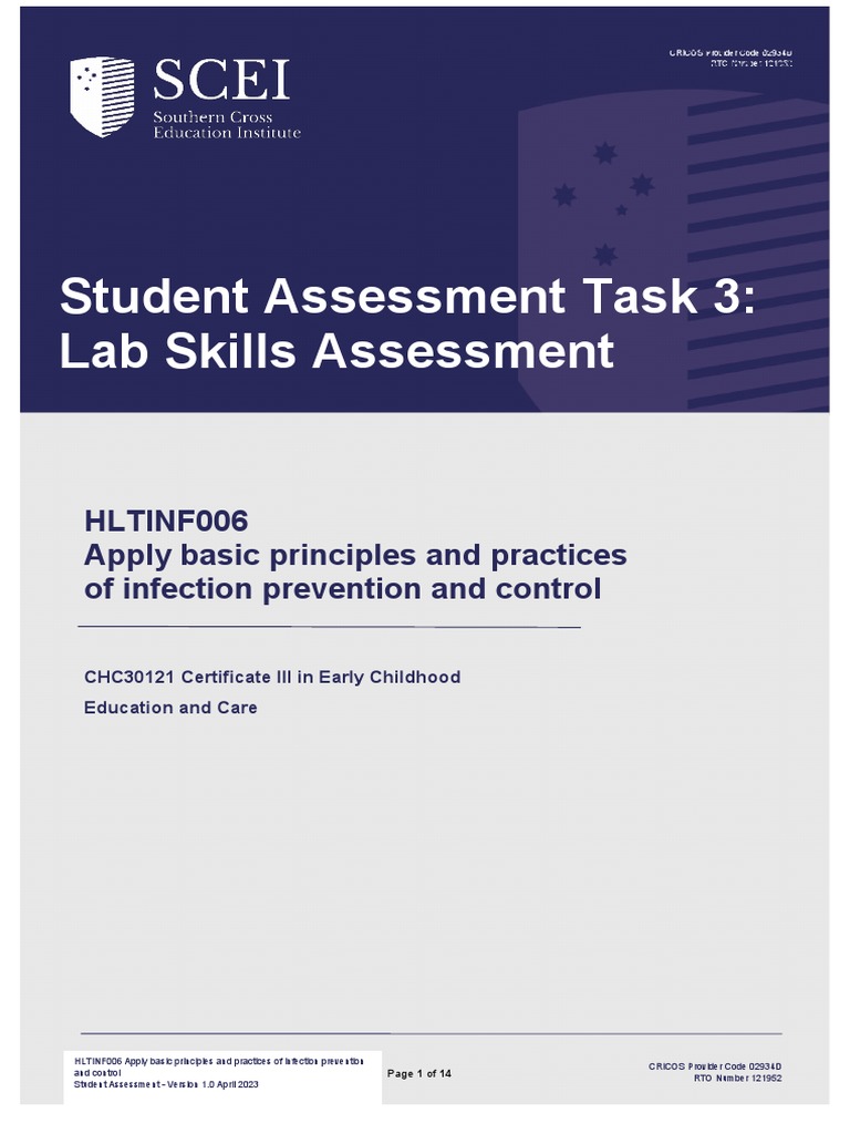HLTINF006 Student Assessment Task 3 | PDF | Hand Washing | Personal Protective Equipment