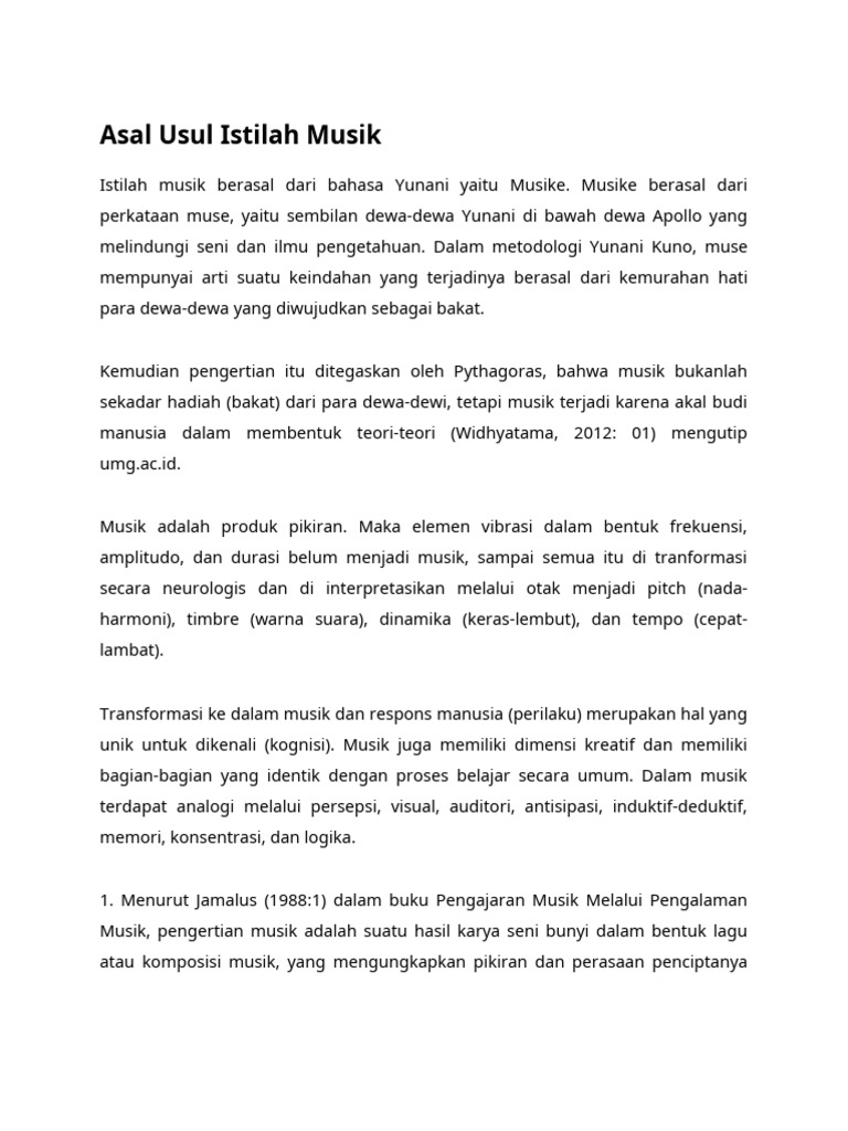 Asal Usul Istilah Musik dalam Bahasa Yunani | PDF