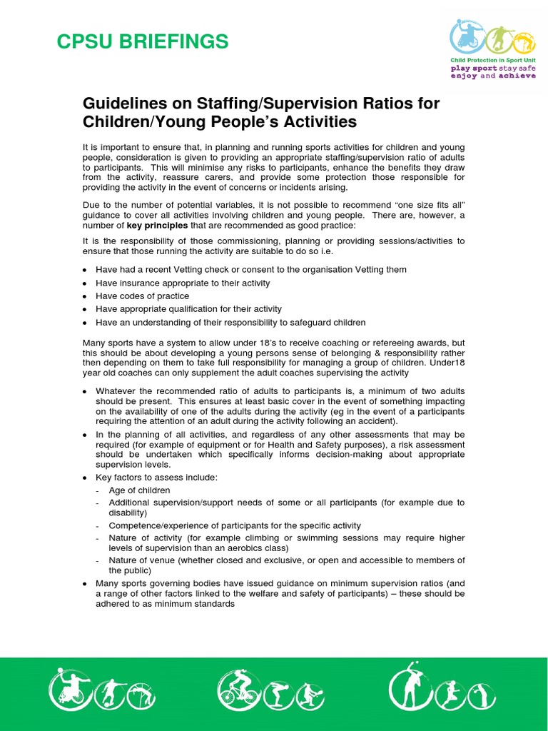 Guidelines On Staffing Supervision Ratios For Children Young Peoples Activities | PDF ...