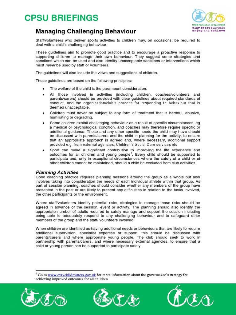 Managing Challenging Behaviour April 2013 | PDF | Child Protection ...