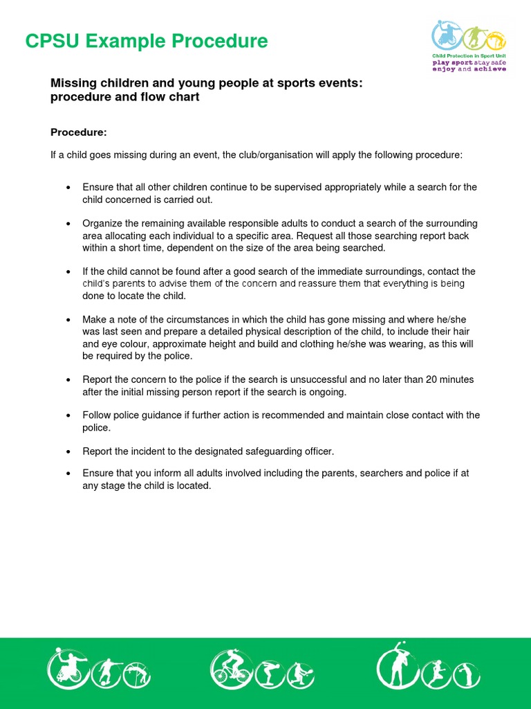 Procedure and Flow Chart For Missing Children at Sports Events | PDF ...
