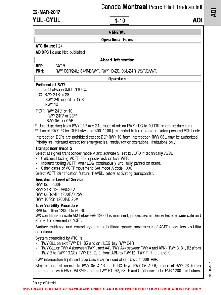 CYUL | PDF | Air Traffic Control | Instrument Flight Rules