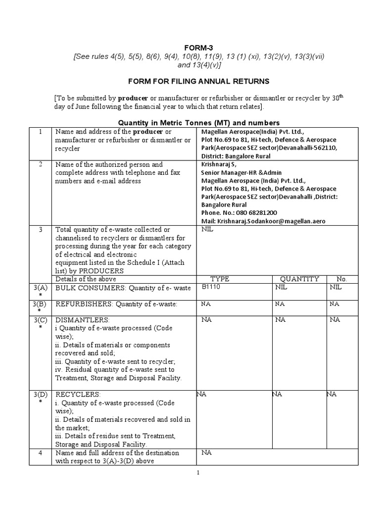 Ewaste Returns Form 3 0 | PDF | Electronic Waste | Waste Management