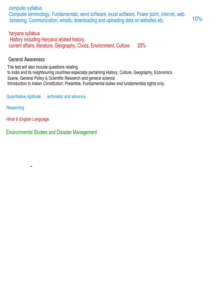 HSSC Cet Syllabus | PDF