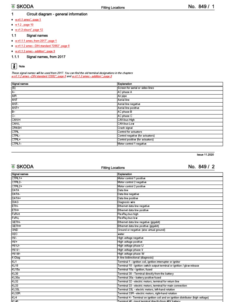 CIRCUIT DIAGRAM Skoda Octavia IV Workshop Manual 2020 | PDF | Relay ...