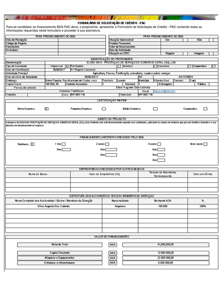 Formulario Bda | PDF | Cooperativa | Business
