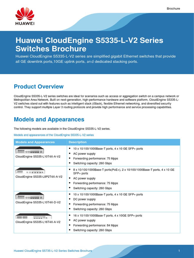 Huawei CloudEngine S5335-L-V2 Series Switches Brochure | PDF | Network ...