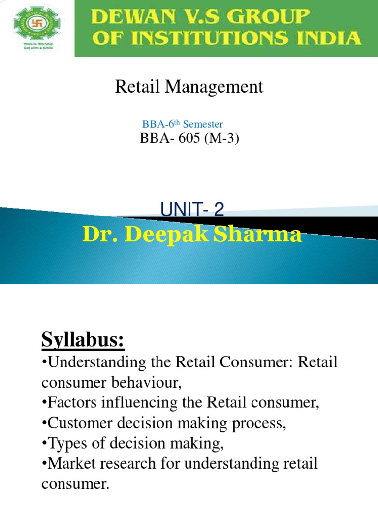 Retail Management U-II BBA VI SEM | PDF | Retail | Behavior