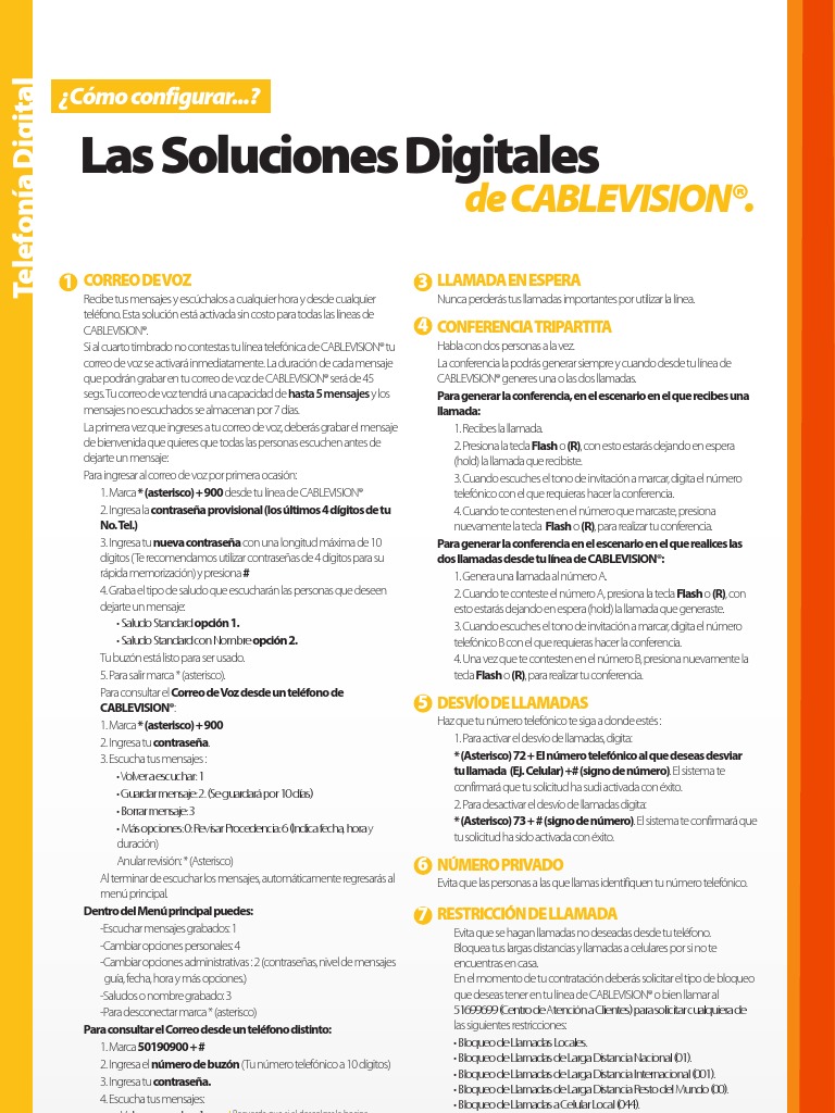 Cablevision Servicios Digitales | PDF | Contraseña | Teléfono