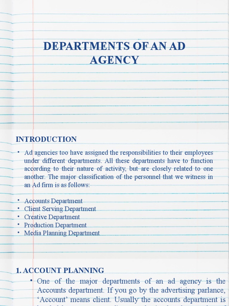 Departments of An Ad Agency | PDF | Graphic Design | Advertising