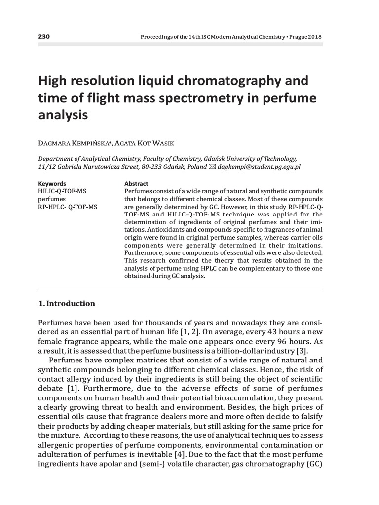 High Resolution Liquid Chromatography and Time of Flight Mass ...