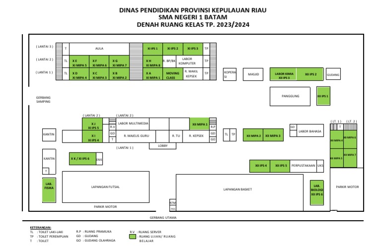 Denah Ruang Kelas TP 2023-2024 | PDF