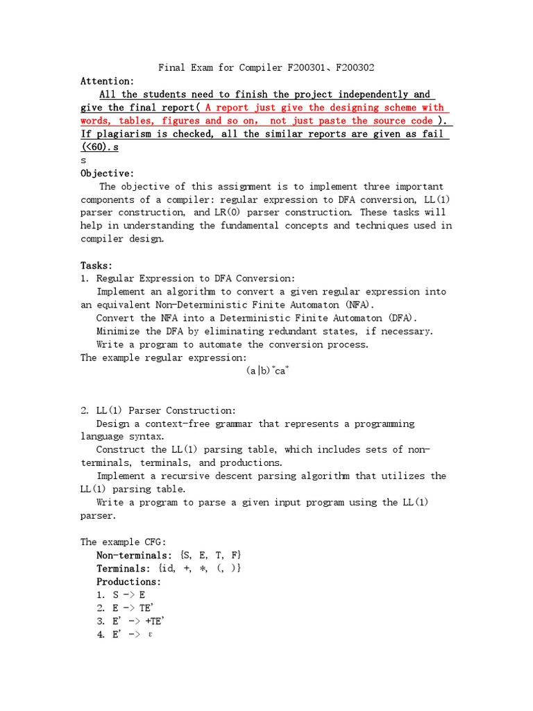 Compiler Design Final Exam Guide | PDF | Parsing | Regular Expression