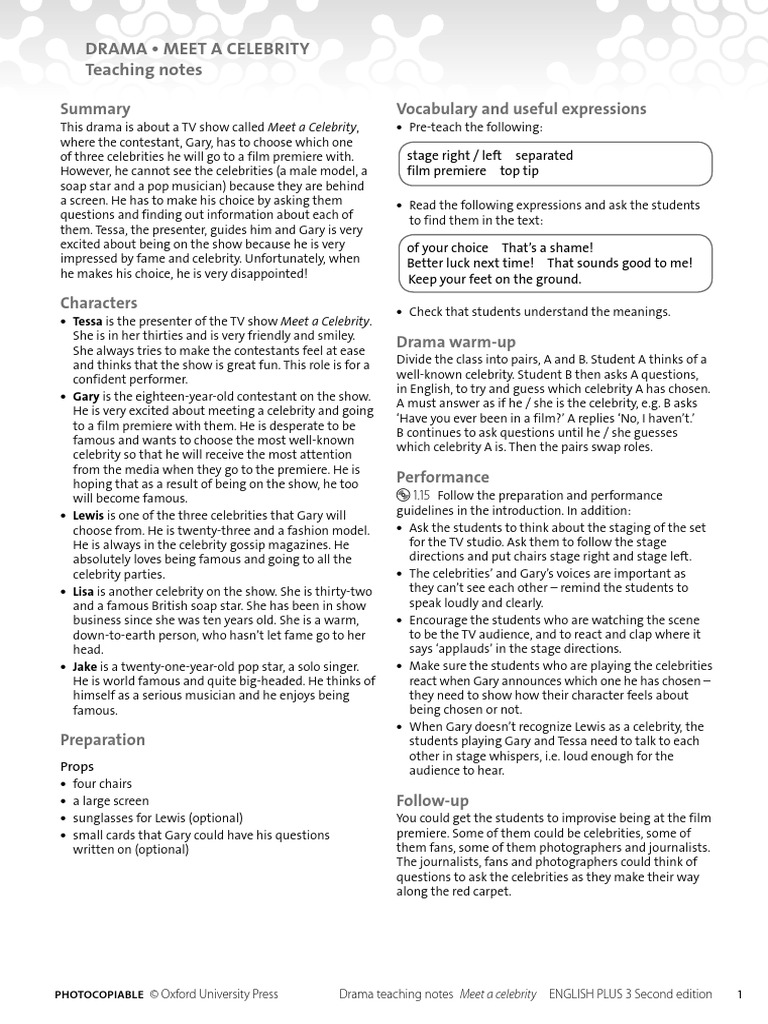 Drama Meet A Celebrity | PDF