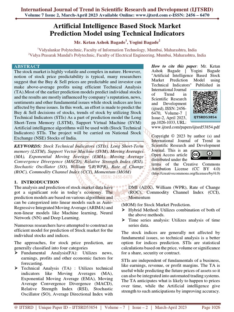 Artificial Intelligence Based Stock Market Prediction Model Using ...