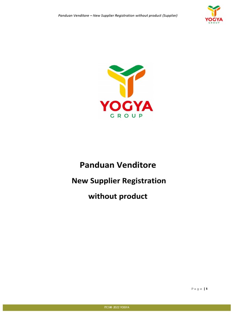 Panduan Venditore - New Supplier Registration Without Product ...