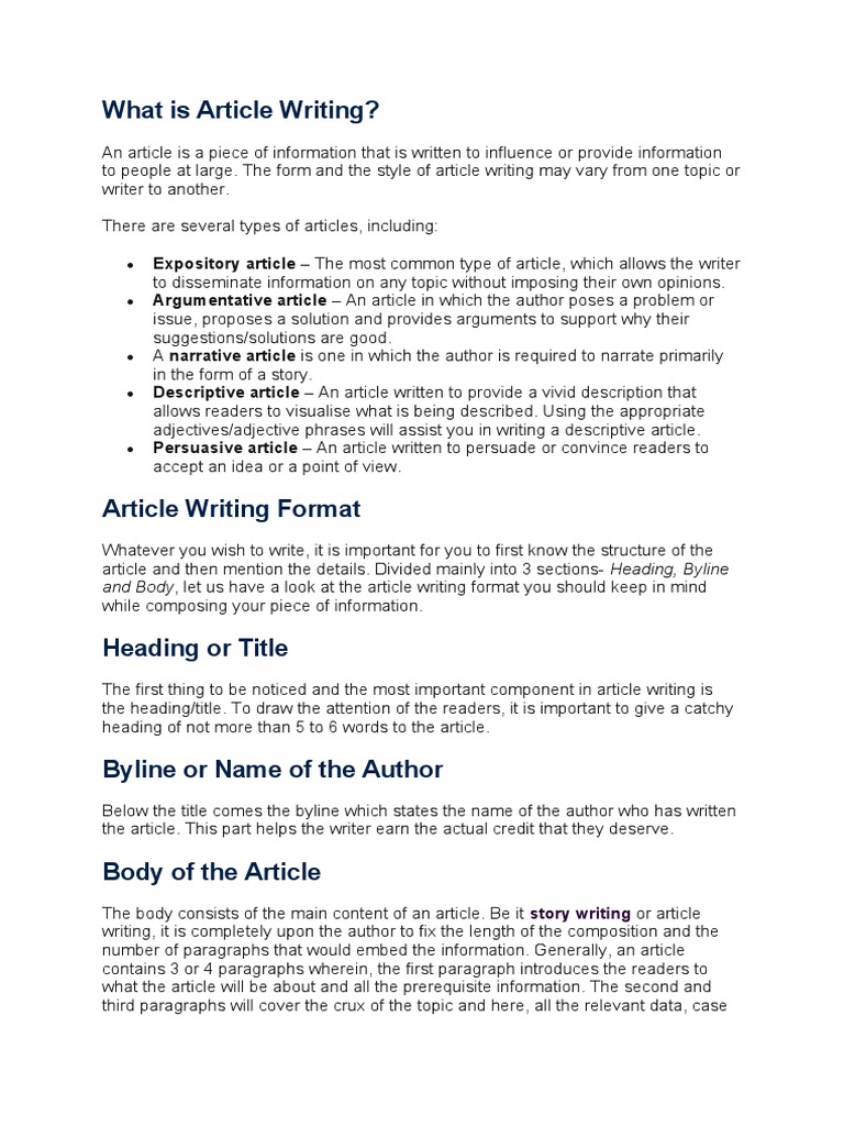What Is Article Writing | PDF | Cognition | Cognitive Science