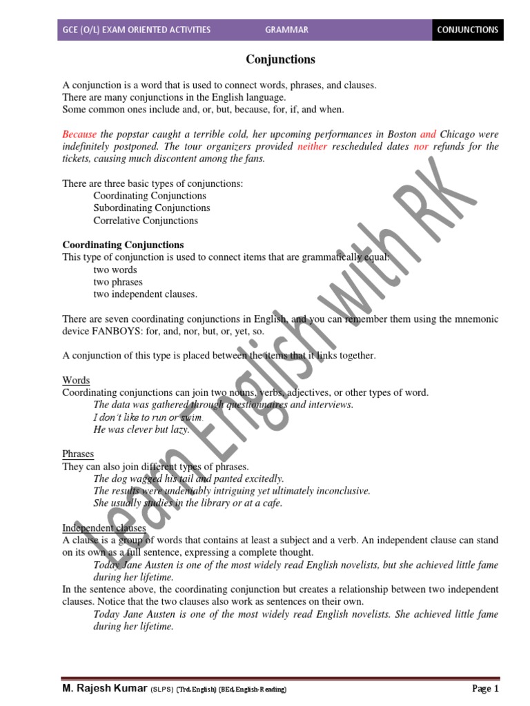 Grammar TB 8.conjunctions 6 11 | PDF | Grammar | Linguistics