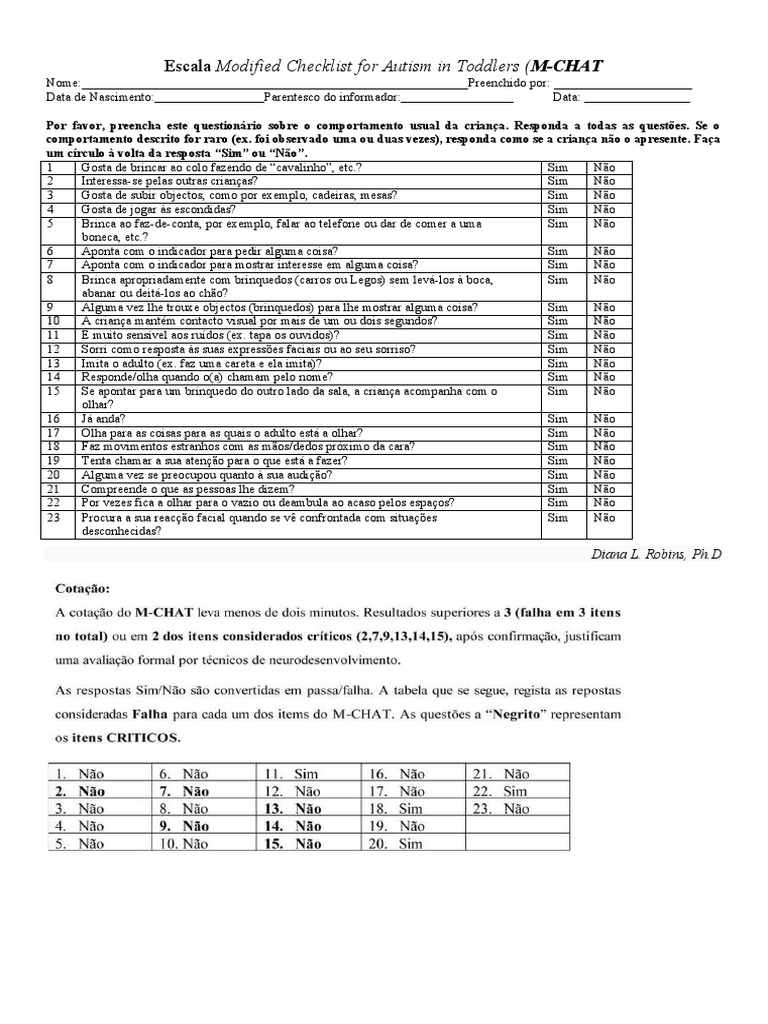 Mchat Escala | Download grátis PDF | Brinquedos