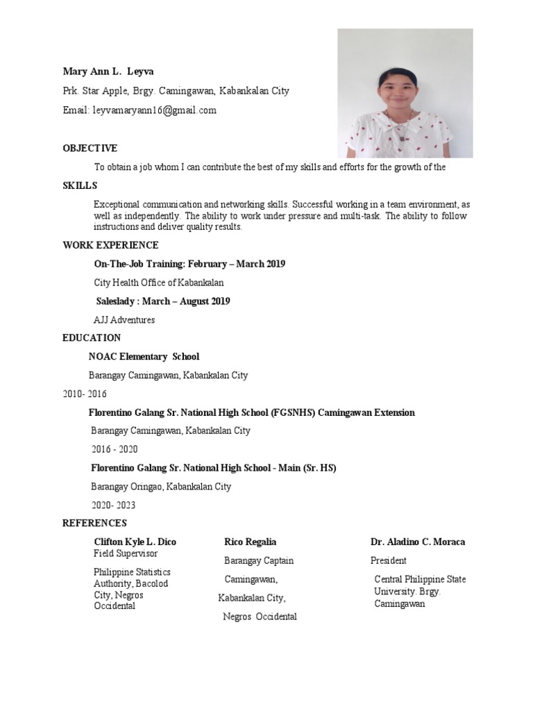 Mary Ann Resume and Application-1 | PDF