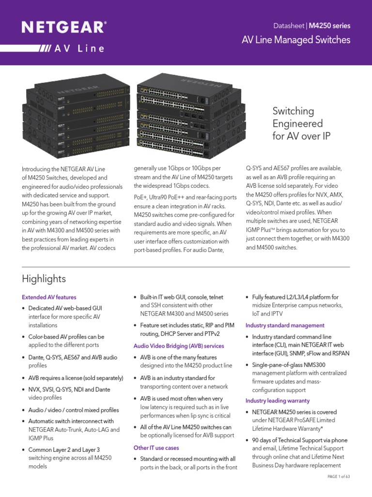 NETGEAR M4250 Series Switches Datasheet | PDF | I Pv6 | Network Switch