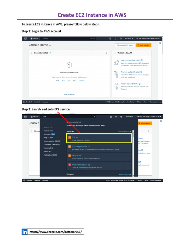 Create Ec2 Instance In Aws Pdf Computer Science Operating System 1157