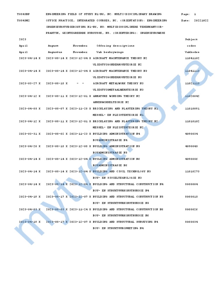 2023 Final Engineering Studies Timetable | PDF | Engineering | Electrical Engineering
