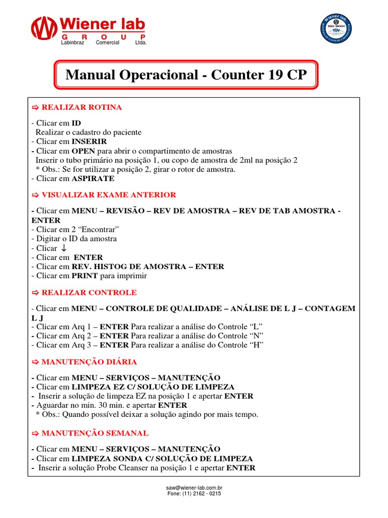Manual Operacional do Counter 19 | PDF | Tecnologia e Engenharia