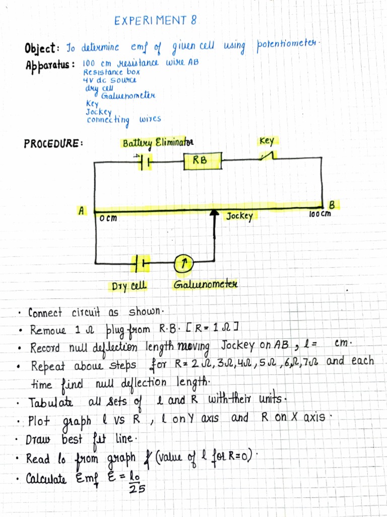 To Determine Emf of Dry Cell Using Potentiometer | PDF | Electricity | Electrical Engineering